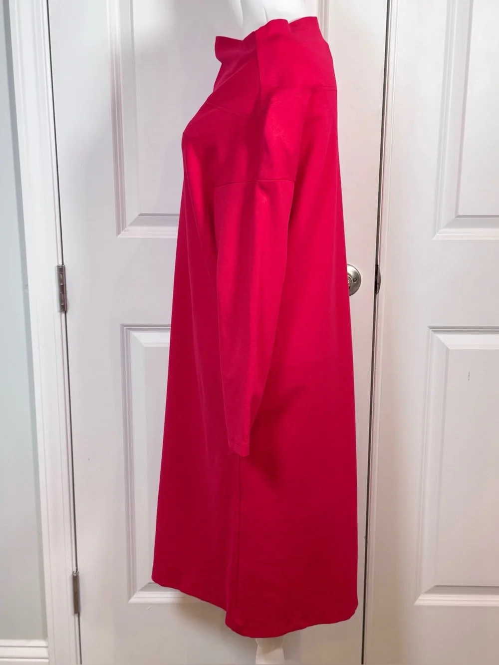 Le Muse | Dresses | Le Muse Tomato Red Midi Dress Large Draped Bateau ...
